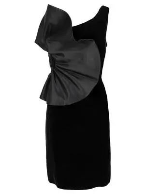 Giorgio Armani Velvet Midi Dress With Bow Detail - Black