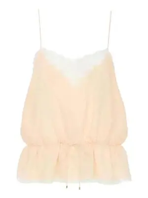 Chloé Lace-trim Silk Top - Neutrals