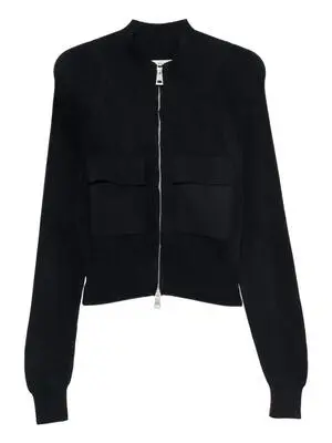 Liviana Conti Ribbed Knit Zip-up Cardigan With Flap Pockets - Blue