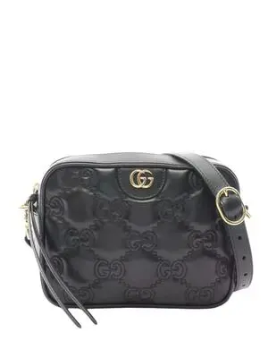 Gucci Small Monogram Matelassé Shoulder Bag - Black