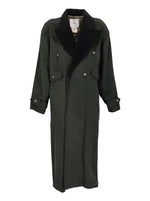 Fendi Double-breasted Corduroy-collar Coat - Green
