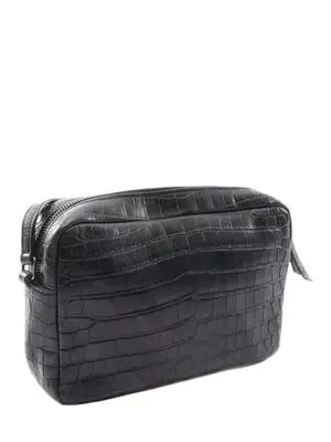 Saint Laurent Lou Croc-embossed Leather Crossbody Bag - Black
