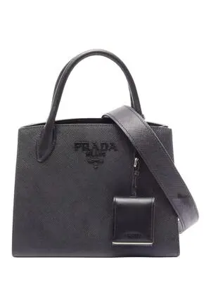 Prada 2000s Saffiano Cuir Monochrome Handbag - Black
