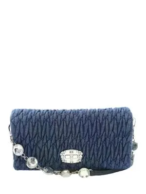 Miu Miu 2010s Crystal Matelassé Shoulder Bag - Blue