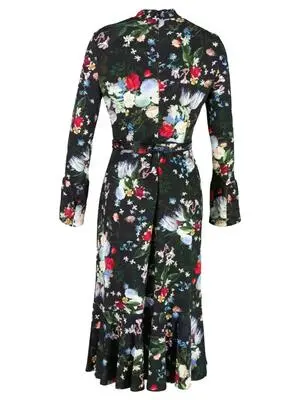 Erdem Hilma Floral-print Silk Midi Dress - Black