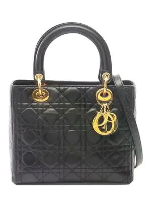 Dior Christian Dior 2000s Lady Dior Cannage Handbag Black