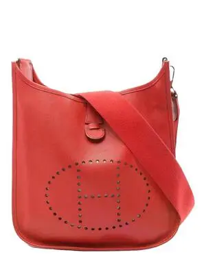 Hermès Hermès 2 De PM Evelyn Perforated-Logo Leather Shoulder Bag Red