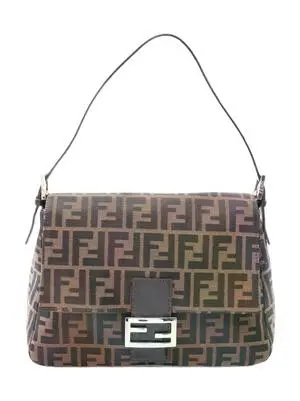 Fendi 2010s Mamma Baguette Zucca Shoulder Bag - Brown