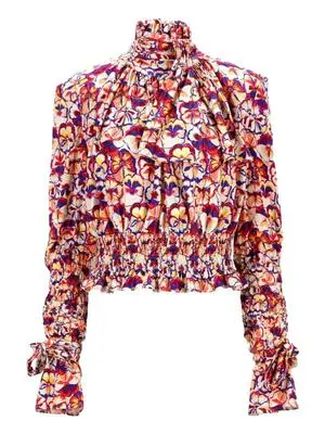 Rabanne Turtleneck Printed Blouse - Red