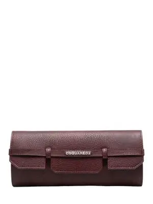 Dsquared2 Leather Clutch With Logo Detail - Red