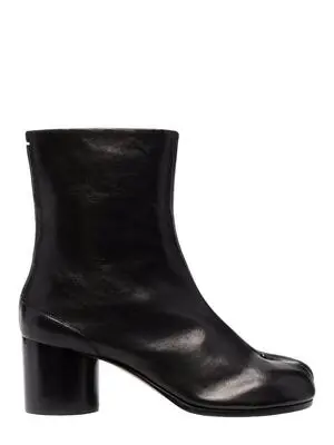 MAISON MARGIELA Leather Tabi Ankle Boots With Block Heel - Black