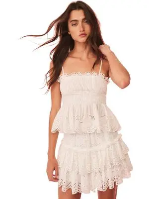 LoveShackFancy Condie Eyelet Lace Top - Optic White