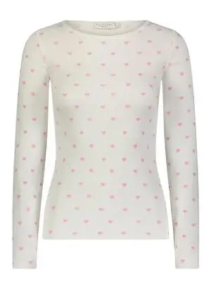 LOVESHACKFANCY LoveShackFancy Pink Hearts Print Long Sleeve Top
