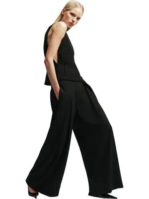 Bardot Laurie Pleat Front Wide Leg Trousers - Black