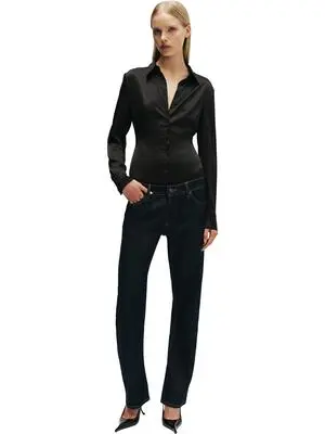 Bardot Trina Fitted Satin Shirt - Black