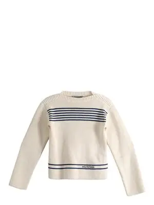 Balenciaga Striped Ribbed Boat Neck Sweater - Blue