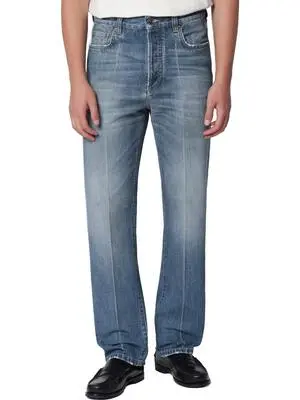 Versace Distressed Straight-leg Jeans In Medium Denim - Blue