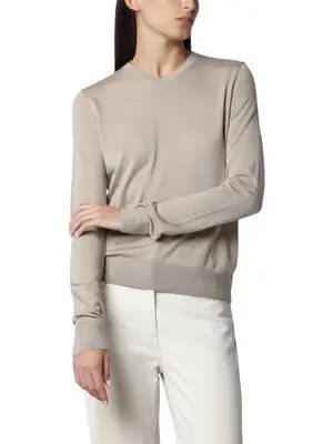 THE ROW Cashmere And Silk V-neck Sweater - Beige