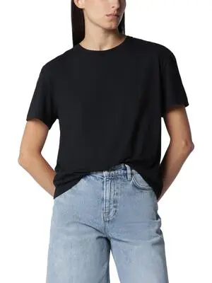 TOTEME Organic Cotton Jersey T-shirt With Embroidered Monogram - Black