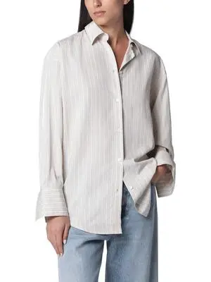TOTEME Striped Viscose And Silk Blend Shirt - Multicolor