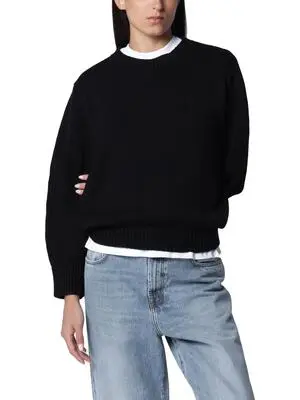 TOTEME Oversized Crewneck Sweater In Cotton - Black
