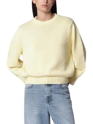TOTEME Oversized Crewneck Sweater In Cream Cotton - Yellow
