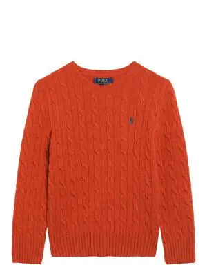 Polo Ralph Lauren Cable-knit Wool And Cashmere Crewneck Sweater - Orange
