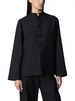 RÓHE Wool And Mohair Blend Jacket With Pankou Closure - Black