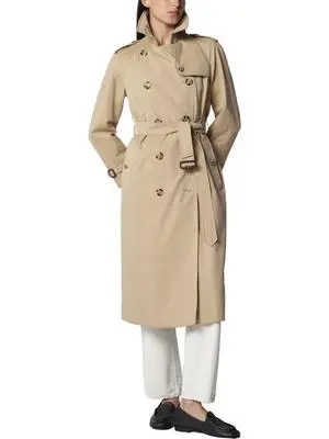 Burberry Waterloo Long Cotton Gabardine Trench Coat - Beige