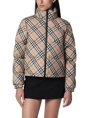 Burberry Burberry Down Jacket With Signature Check Pattern Beige