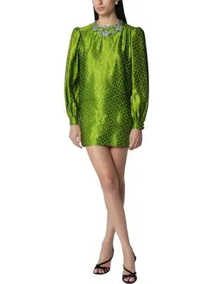 Valentino Garavani Silk-blend Jacquard Mini Dress With Polka Dots - Green