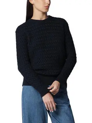 Bottega Veneta Midnight Intrecciato Wool Sweater - Blue