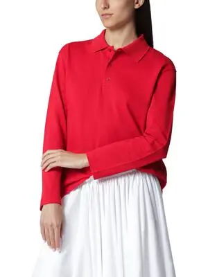 FLORE FLORE Diana Organic Cotton Ribbed Polo Shirt - Red