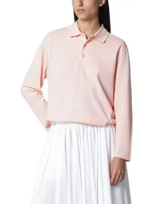 FLORE FLORE Diana Organic Cotton Ribbed Polo Shirt - Pink