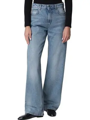 AMI Paris Washed Indigo Denim Wide-leg Jeans - Blue
