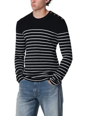 Dolce & Gabbana Striped Wool Sweater With Button Detail - Multicolor