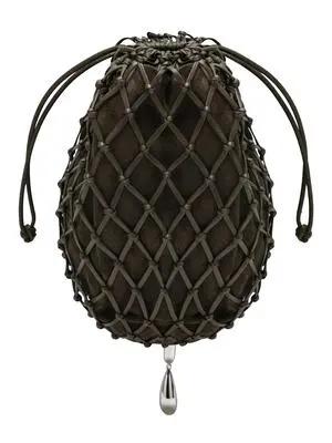 Savette Macramé Calf Leather Pouch - Brown