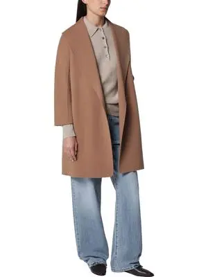 Max Mara Camel Double Wool Wrap Coat - Brown