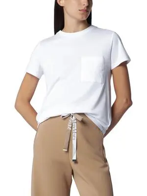 Max Mara Cotton Jersey T-shirt With Embroidered Pocket - White