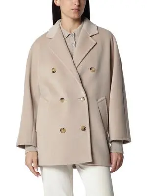 Max Mara Short Double-breasted Wool And Cashmere Coat - Beige