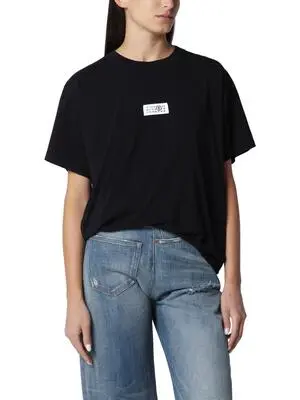 MAISON MARGIELA Cotton Jersey T-shirt With Numeric Logo Patch - Black