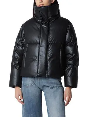 MAISON MARGIELA Short Padded Faux Leather Jacket - Black
