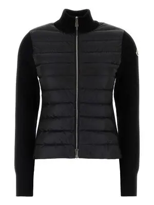 Moncler Nylon And Wool Cardigan - Black
