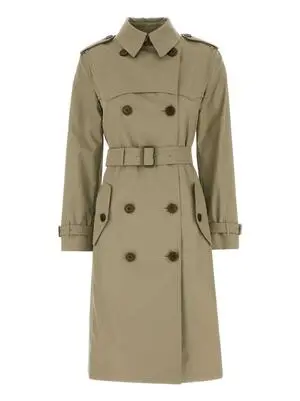 Burberry Khaki Gabardine Trench Coat - Green