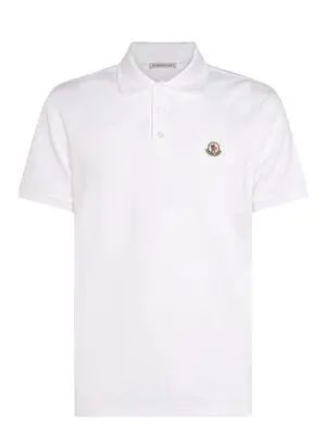 Moncler Piqué Cotton Polo With Logo Patch - White