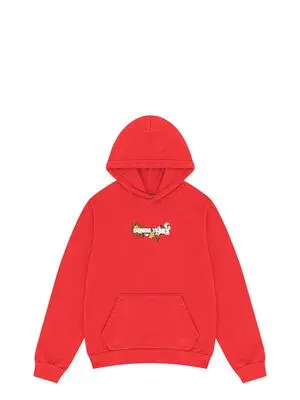 DENIM TEARS Embroidered Floral Logo Hoodie - Red