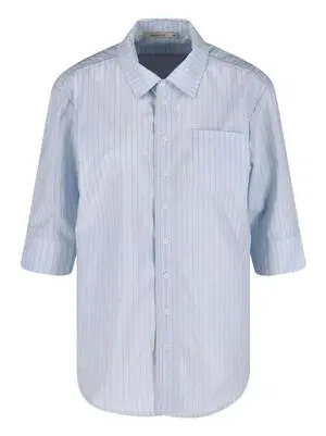 Paloma Wool Organic Cotton & Silk Striped Shirt - Light Blue