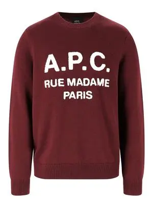A.p.c. 100% Virgin Wool Crewneck Sweater - Red