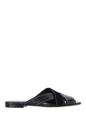 TOD`S Tod's Leather Flat Sandals With Flap Detail - Black