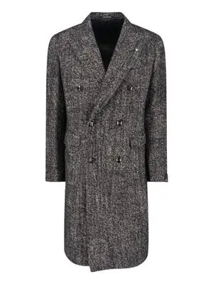 Tagliatore Double Breasted Notch Lapel Wool-blend Jacket - Black